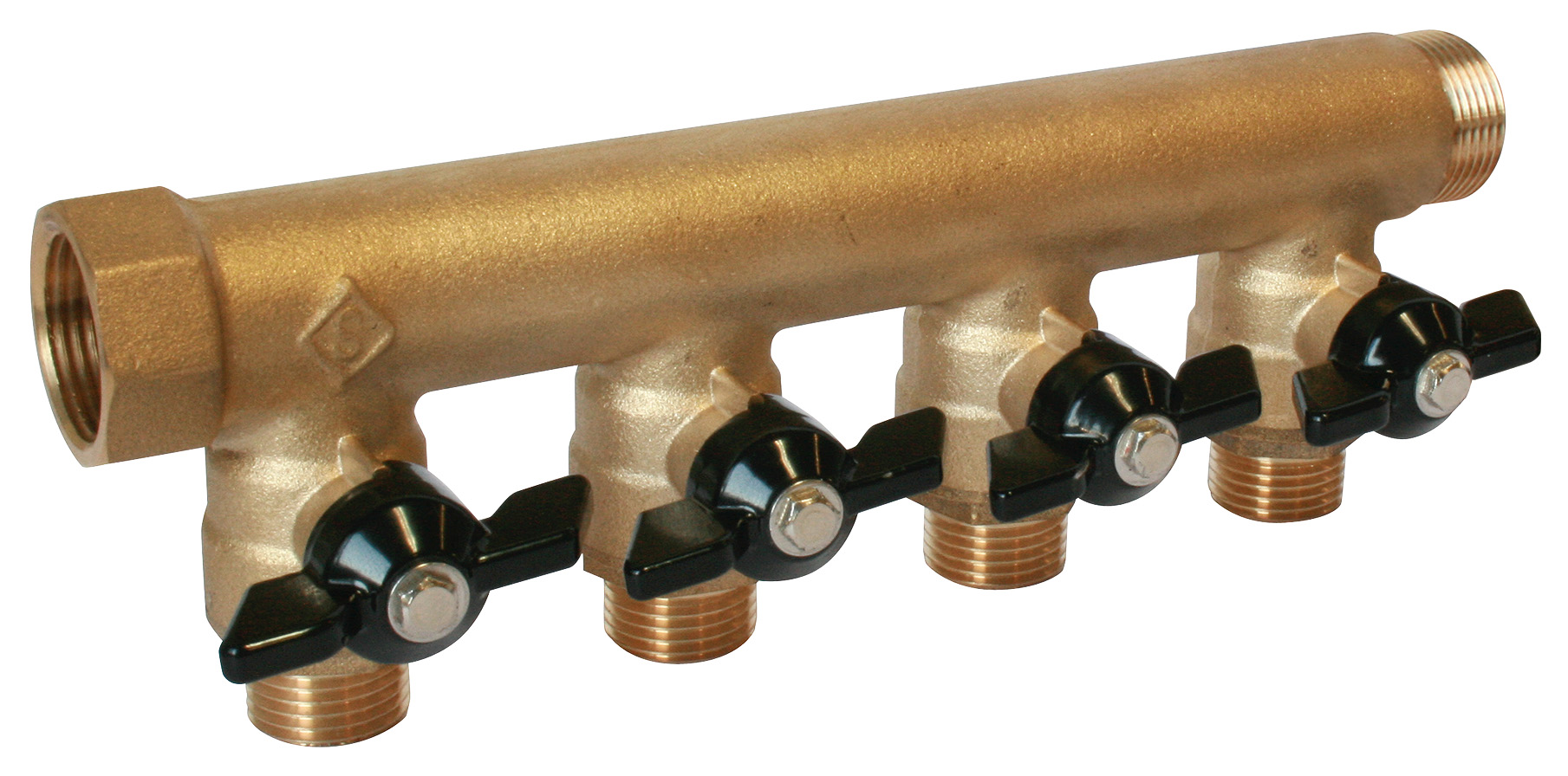 Collecteur sanitaire avec vannes intégrées noires - 3/4" M-F - Corps Ø ...