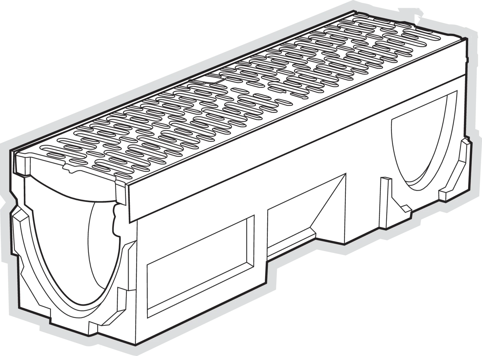 Caniveau béton polyester monté C250 largeur 200 "MULTIDRAIN M200D" | PUM